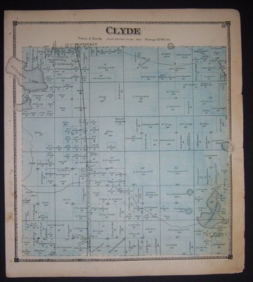 1873 original Plat Atlas page CLYDE TOWNSHIP, Michigan | eBay