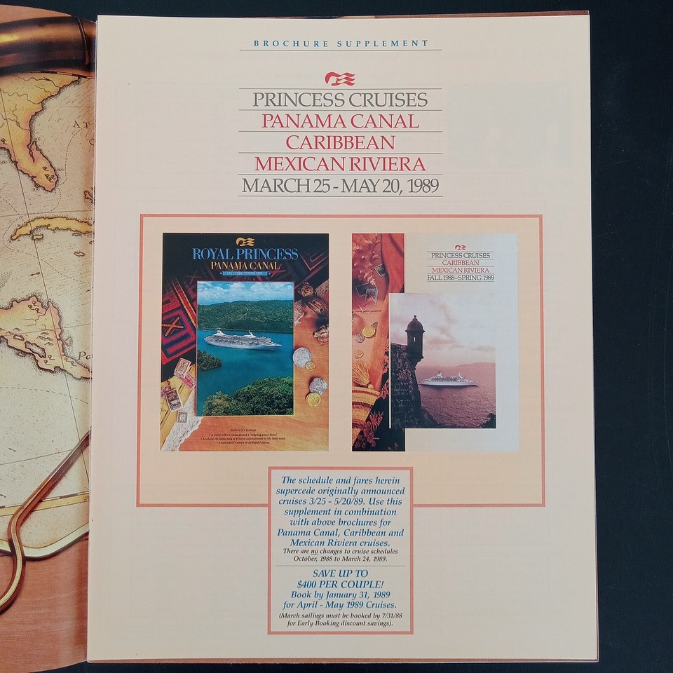 ROYAL PRINCESS Princess Cruises Panama Canal 1988- 1989 Brochure Rates ...