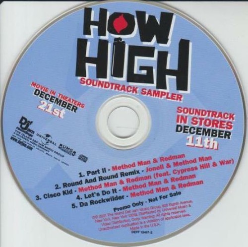 How High Soundtrack Sampler PROMO MUSIC AUDIO CD Wu-Tang Method Man ...