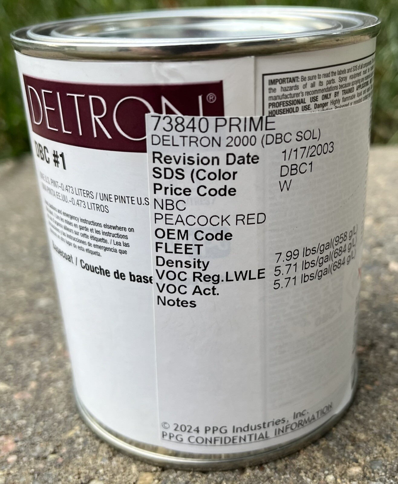 PPG Paint 73840 PEACOCK RED DBC DELTRON 2000. 1 PINT | eBay