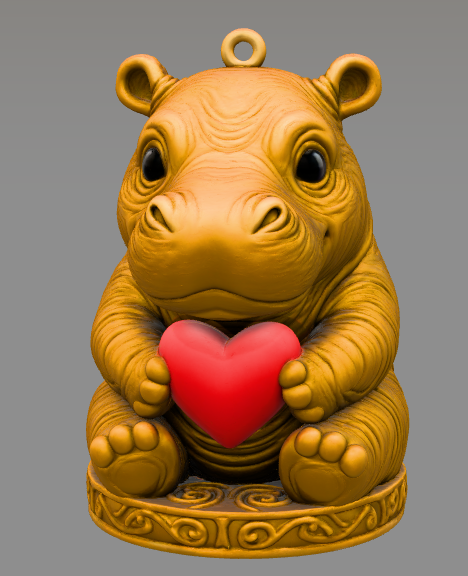 Cute Rhino with Heart – STL File for 3D Printing - Rhino pendant for 3D ...