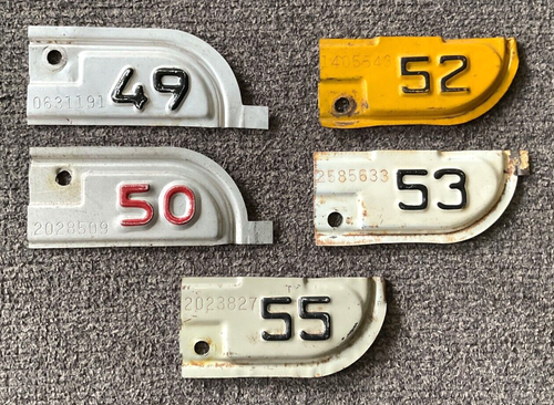 RARE LOT OF 5 CALIFORNIA LICENSE PLATE TAB 1949 1950 1952 1953 1955 ALL ...