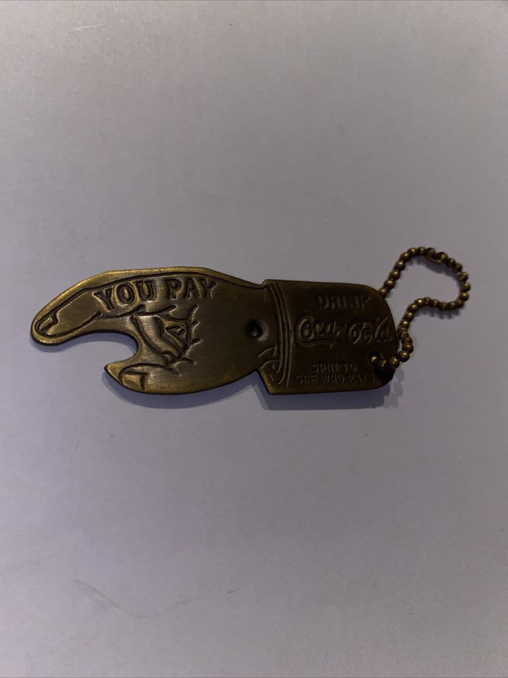 Coca Cola Bottle Opener Solid BRASS Keychain Tool Patina Coke Pepsi ...