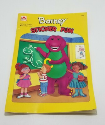 Barney & Friends Sticker Fun Book Lick Stick Coloring Vintage 1993 ...