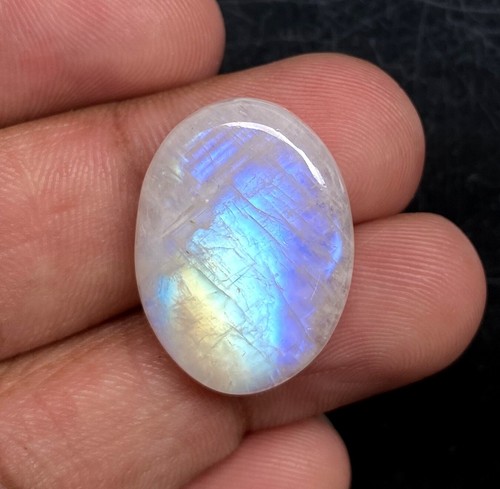 23 CRTs Blue Fire Moonstone Polish Gem 17x23mm Oval Moonstone Cabochon ...