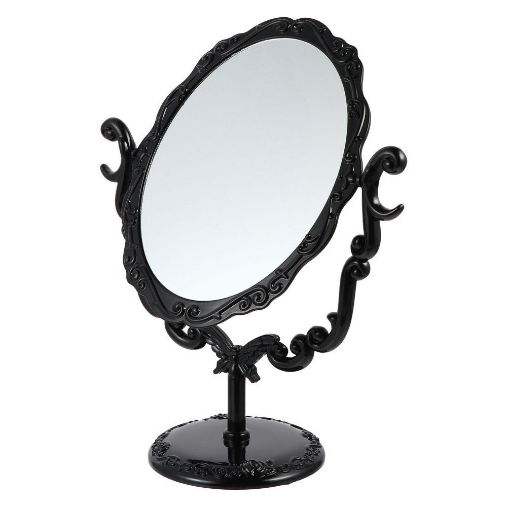 Retro Makeup Mirror Black Desktop Cosmetic Mirror Rotating Design for ...
