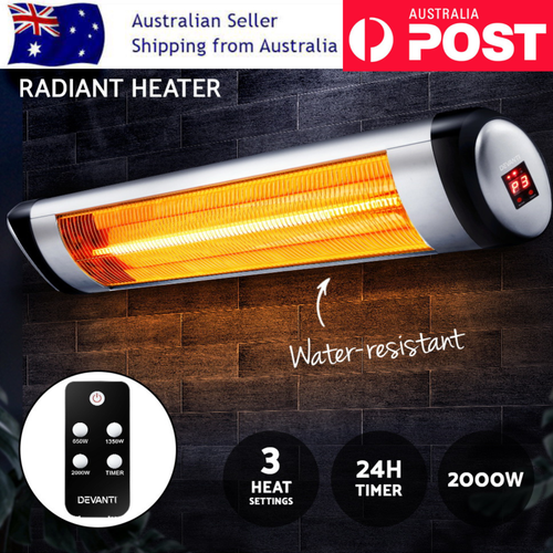 Devanti Electric Radiant Outdoor Patio Heater Wall Mounted Panel Heat ...