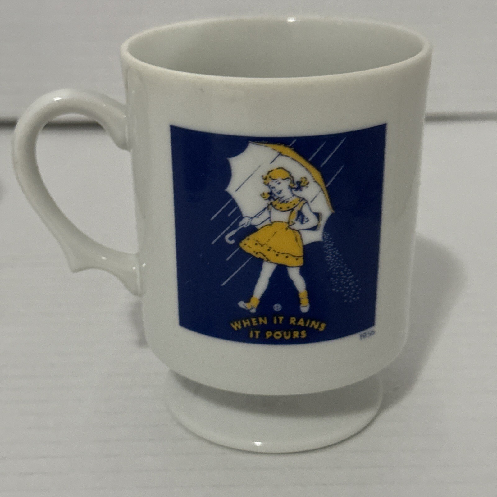 Vintage Morton Salt Umbrella Girl Pedestal Mugs Cups 1970s | eBay