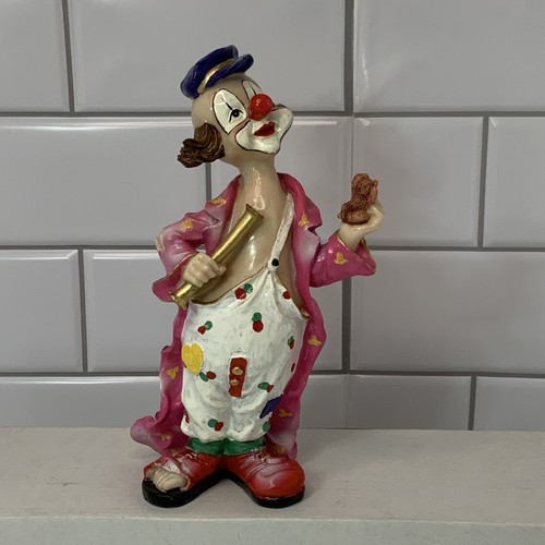 Vintage Roman Fontanini Clown with Bear and musical instrument Figurine ...
