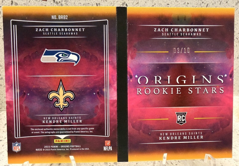 2023 Panini Origins - Dual Patch Auto Booklet Zach Charbonnet Kendre ...