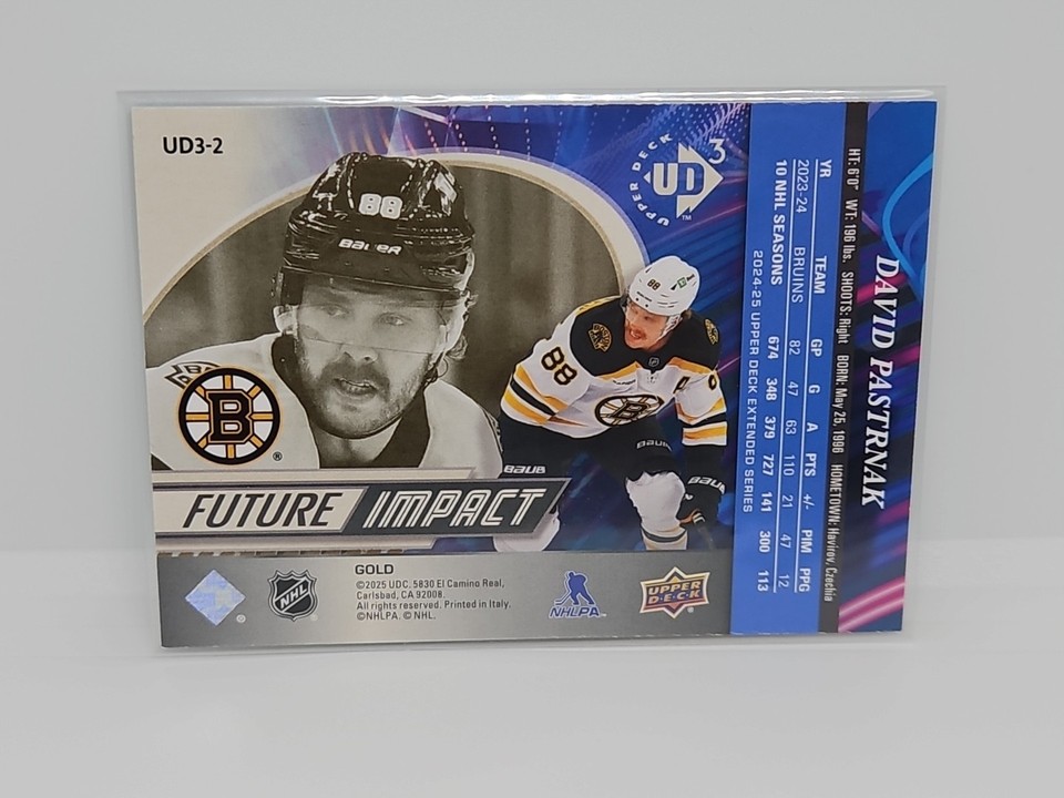 2024-25 UD Extended UD3 Future Impact David Pastrnak Gold | eBay