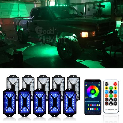 10X RGB LED Rock Light Turn Signal Brake Underglow Lamp For Dodge Ram ...
