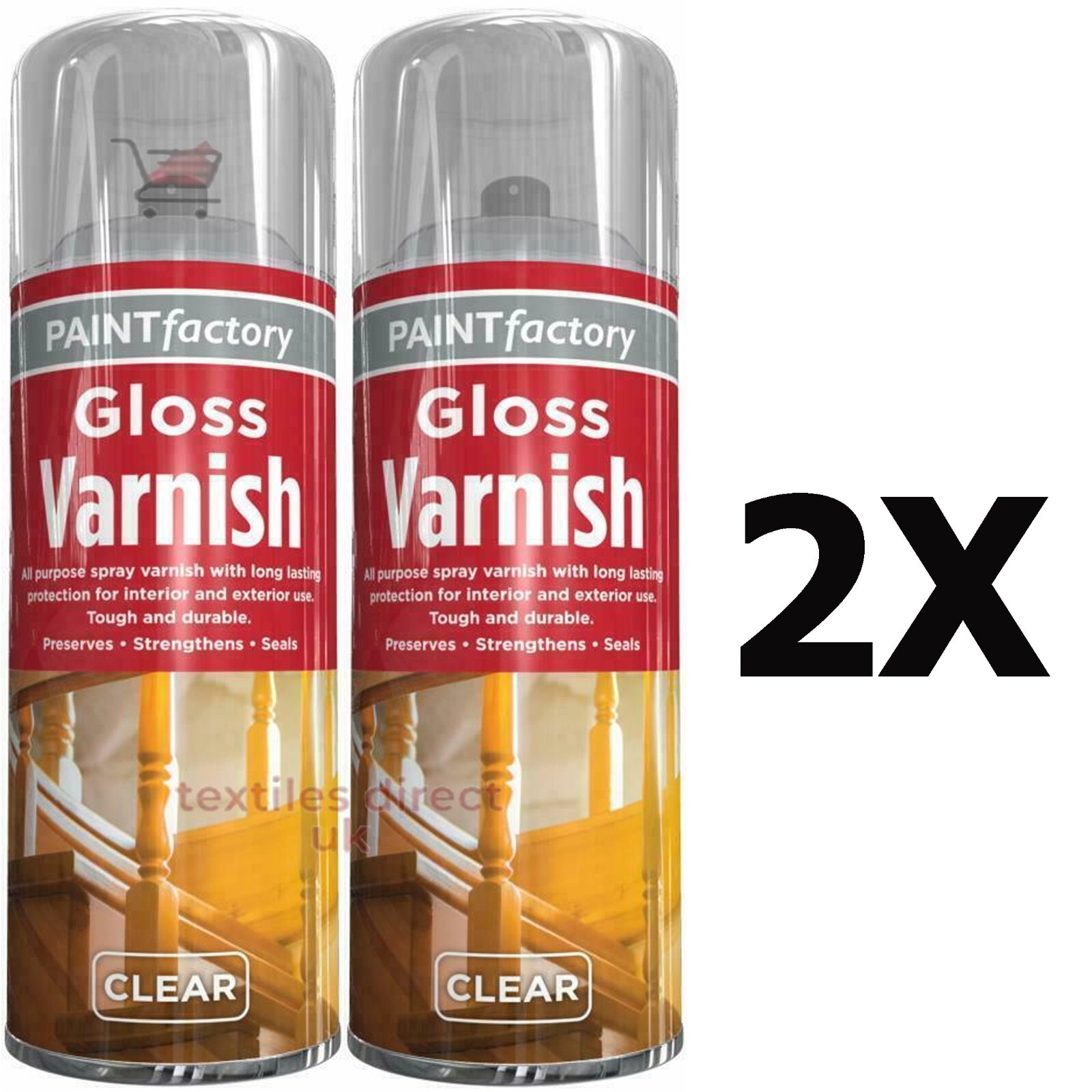 2X Clear Gloss Varnish Spray All Purpose Exterior Interior Aerosol Can ...