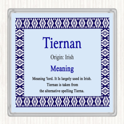 Tiernan Name Meaning Drinks Mat Coaster Blue | eBay UK