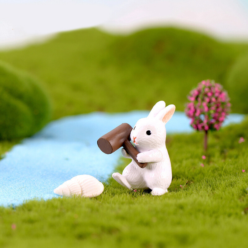 12-Pack Cute Mini Rabbit Decorations Miniature Hare Animal Rabbit ...