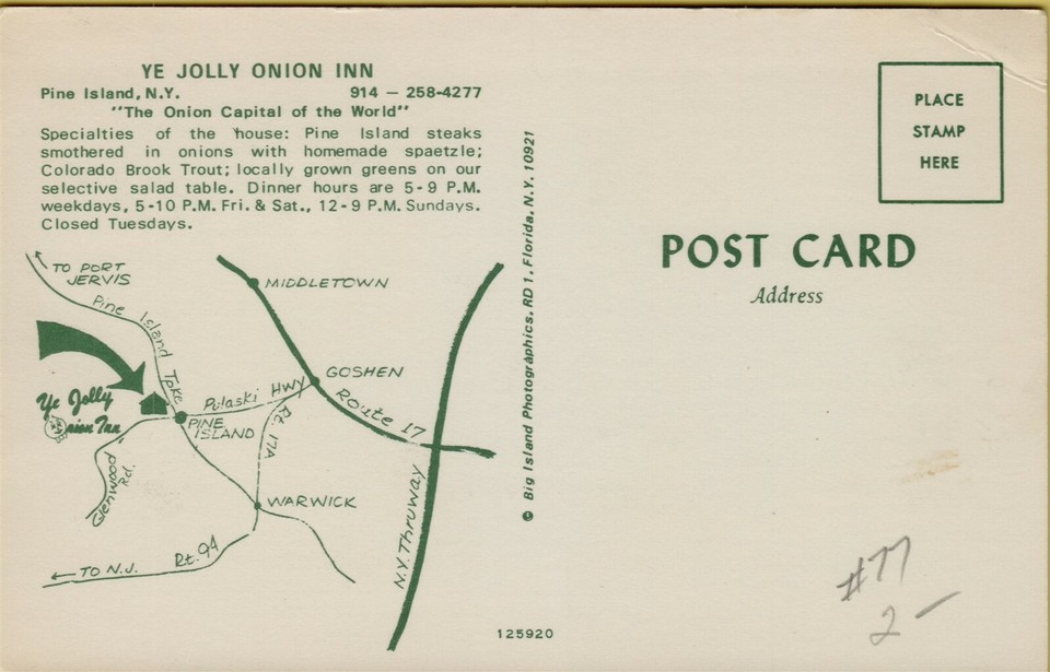 Multi-View Interior Exterior Ye Jolly Onion Inn Pine Island NY Postcard ...