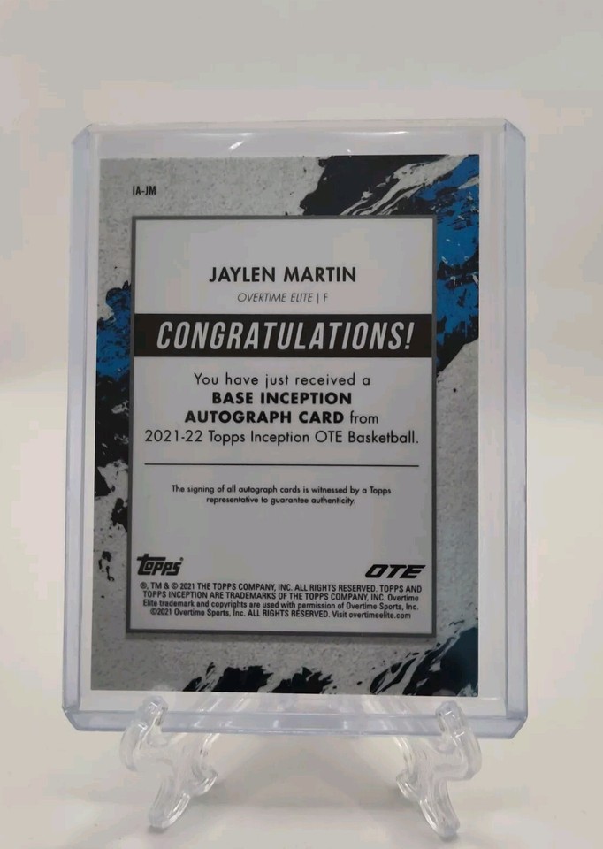 2021-22 Topps Inception OTE Overtime Elite Jaylen Martin #IA-JM Auto 1/ ...