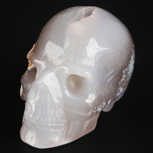 2.4" Natural Geode Agate Quartz Crystal Hand Carved Skull Head ...