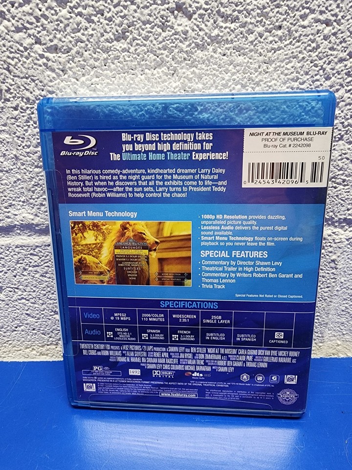Night at the Museum (Blu-ray, 2007) Ben Stiller, Robin Williams, Carla ...
