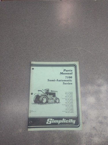 SIMPLICITY 7100 SEMI AUTOMATIC SERIES PARTS MANUAL TP75204 | eBay