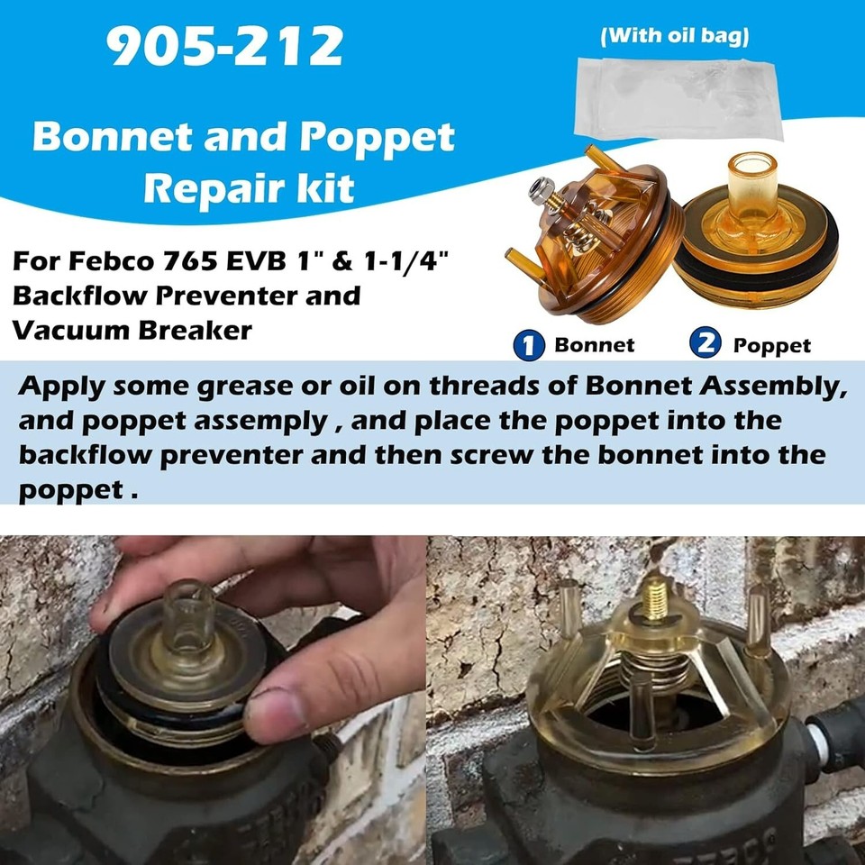 905-212 Bonnet and Poppet+Check Valve Assembly+Canopy for Febco 765 1 ...