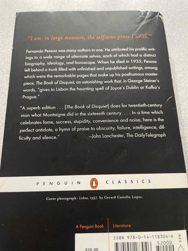 Book of Disquiet by Fernando Pessoa (2002, Uk-B Format Paperback ...