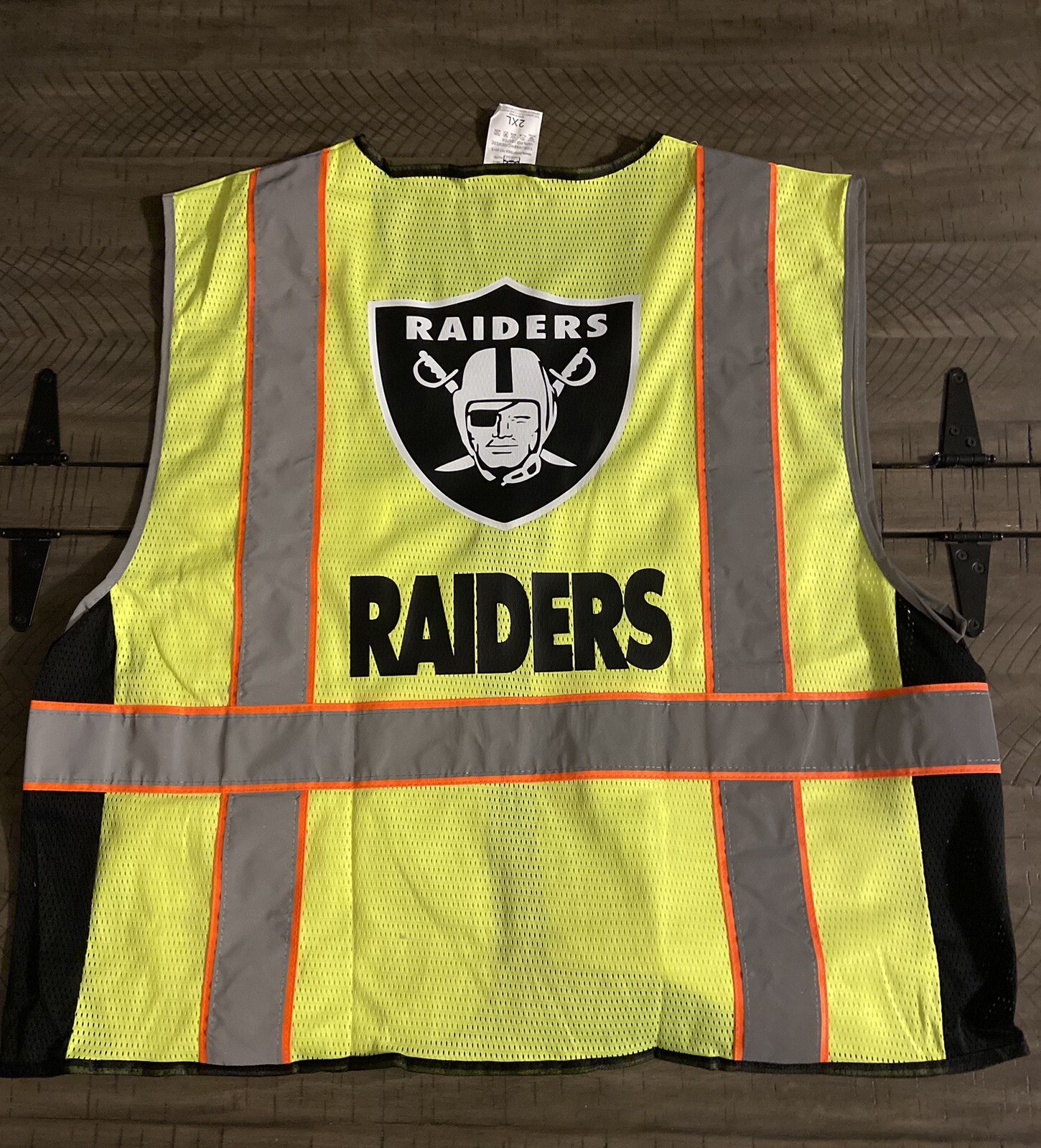LAS VEGAS RAIDERS YELLOW REFLECTIVE SAFETY VEST BLACK LOGO 2XL Or Any ...