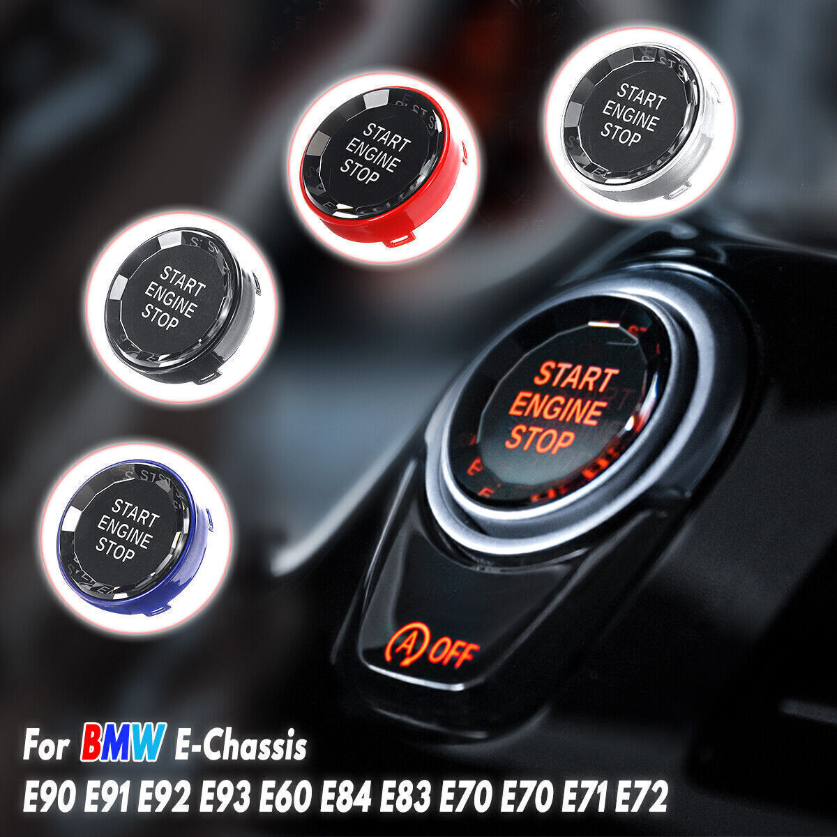 Red Engine Start Stop Button Replacement Cover Decor For BMW 5 Series ...