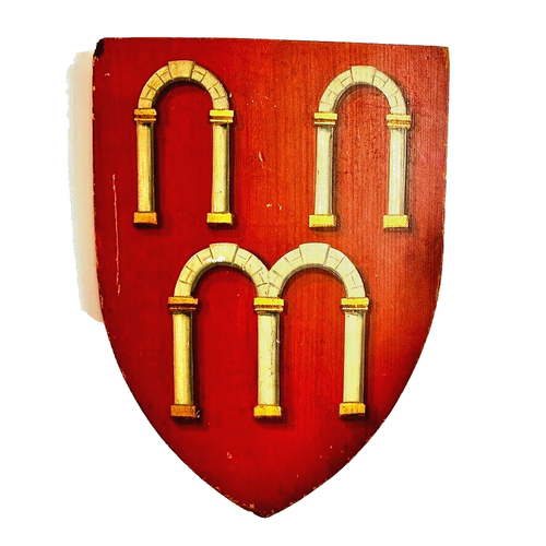 Antique Crest Wooden Plaque Arches Shield Sign Heraldic Art Wall ...