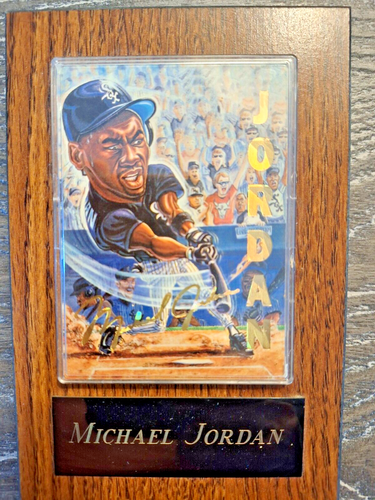 Vintage Michael Jordan Gold Autograph White Sox Card on Small Plaque | eBay