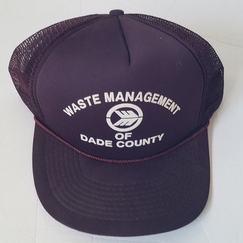 Vintage Waste Management Of Dade County. Maroon, Snapback Mesh Hat ...