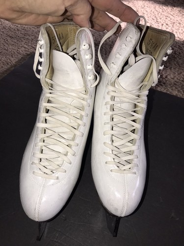 VTG White SP Teri figure ice skates size 5 1/2 AA Sheffield MK Blades ...