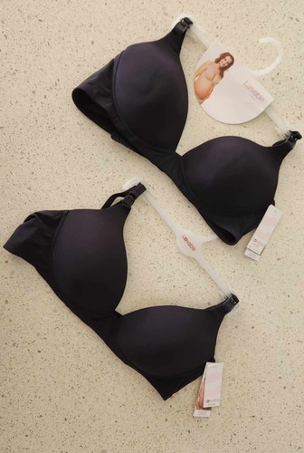 Pack of 2 "Suddenly Shapely" Black Wireless Maternity Bra Size 16B ...