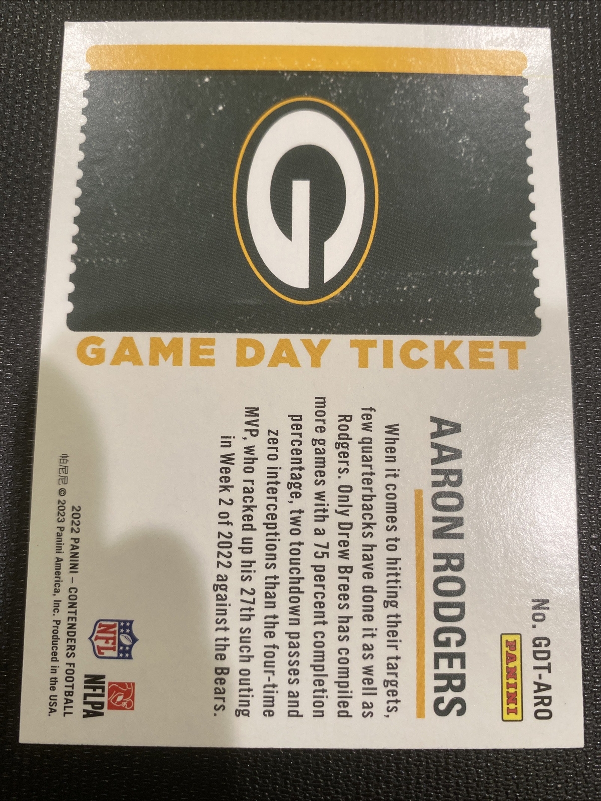 2022 Panini Contenders - Game Day Ticket Emerald #GDT-ARO Aaron Rodgers for sale online | eBay