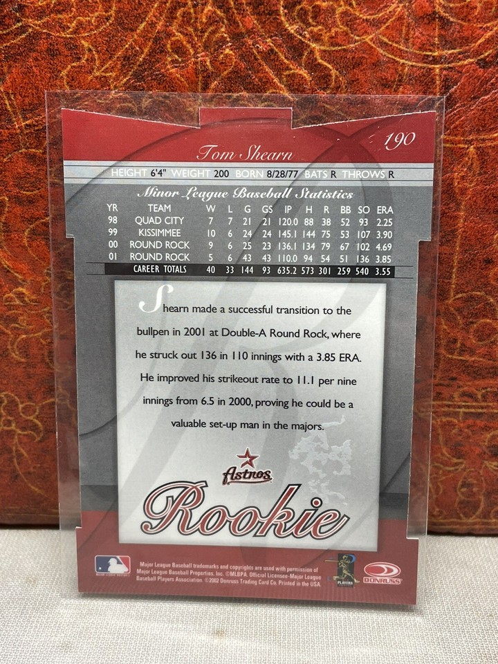 2002 Donruss Elite #190 Tom Shearn RC Rookie 10/53 Houston Astros Rare ...