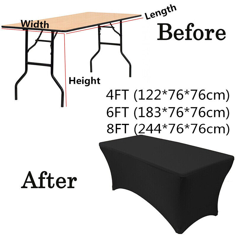 4FT, 6FT, 8FT Rectangular Stretch Tight Folding Table Cover Trestle ...