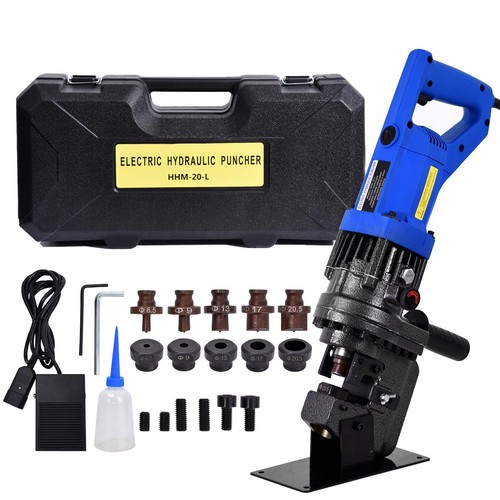 1200W Electric Hydraulic Hole Puncher Knockout Punching Machine Set w/5 ...