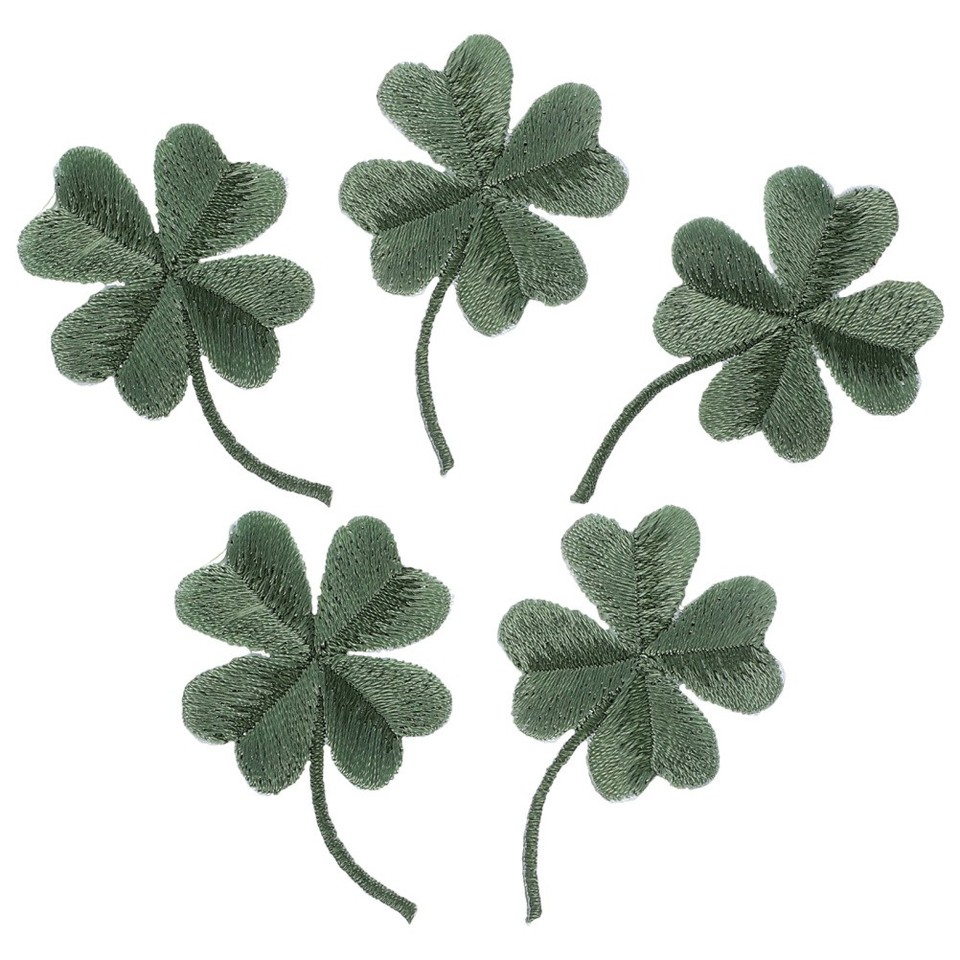 5 Pcs Four Leaf Applique Shamrock Sew on Patches for Clothes Embroidery ...
