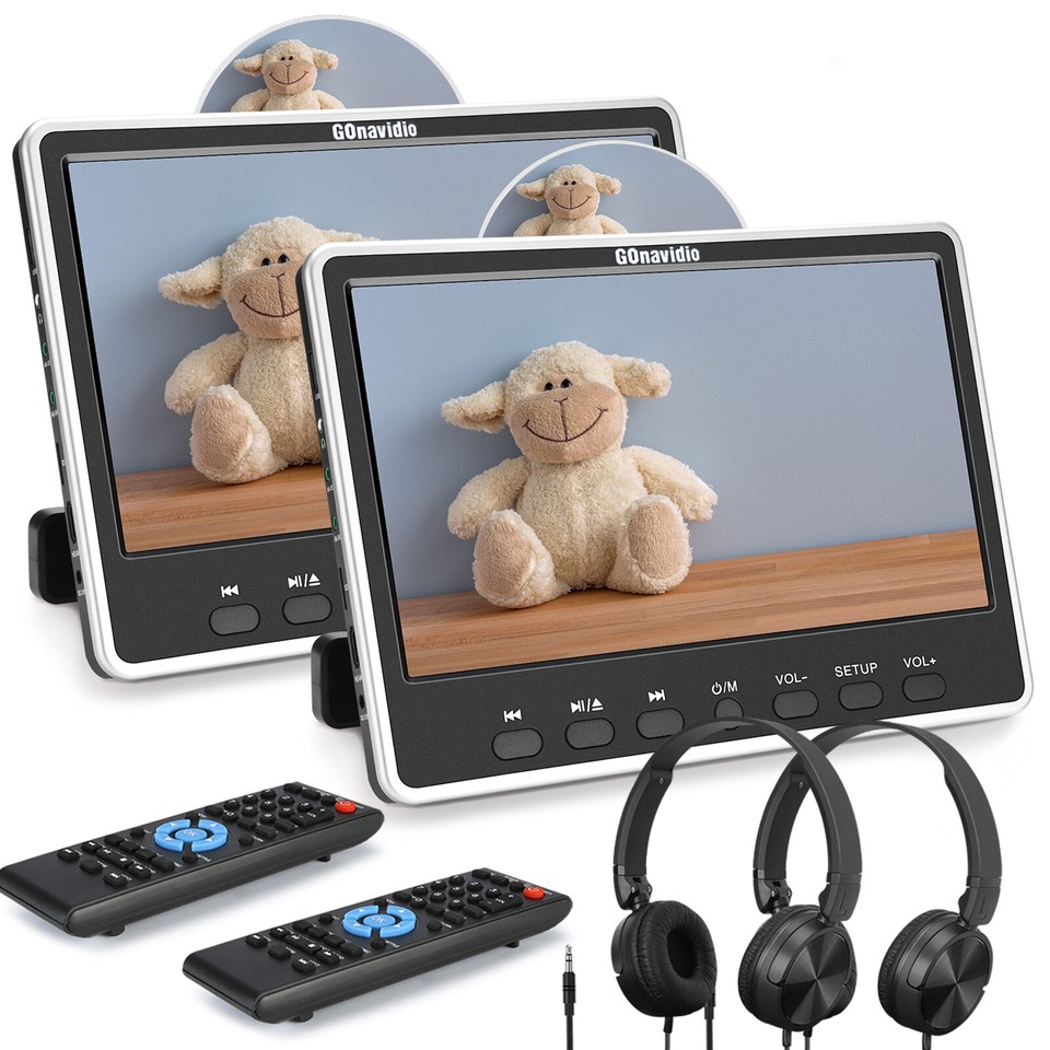 2 X 12" Screen Car DVD Player Headrest Monitor TV Full HD HDMI USB SD ...