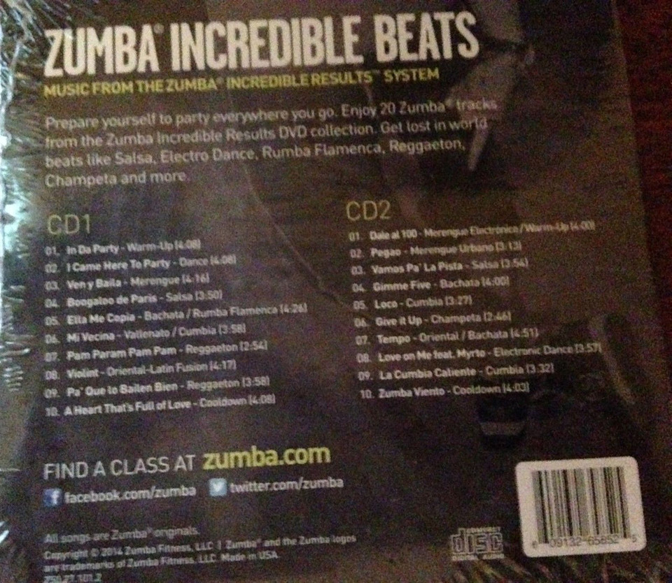 ZUMBA Fitness 2 CD Set Soundtrack~The Music from Incredible Results ...