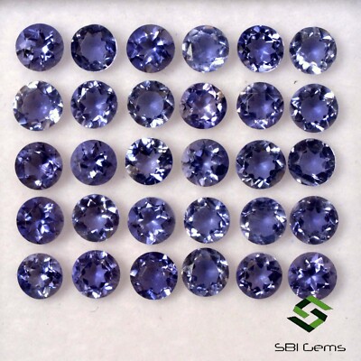 2.20 Cts Natural Iolite Round Cut Calibrated 4 mm Lot 10 Pcs Lustrous ...