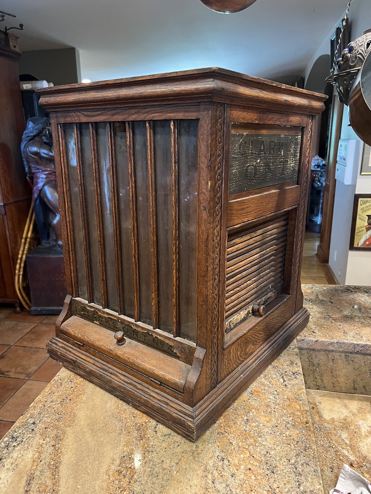 Clark’s Oak Revolving General Store Spool Thread Cabinet Untouched ...