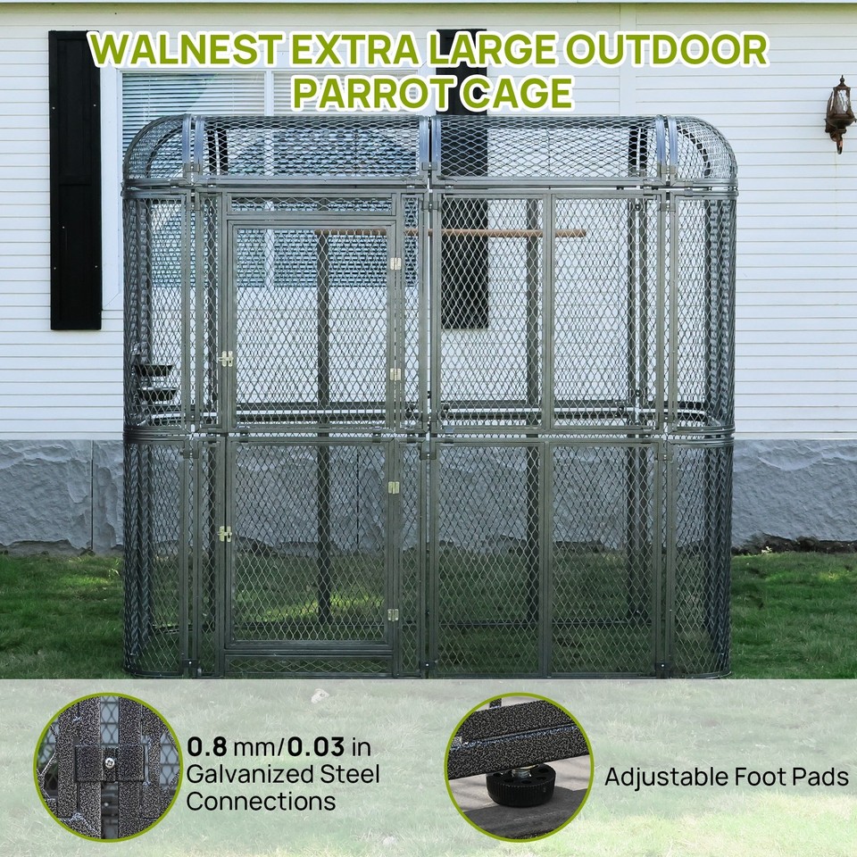 Large Walk-in Bird Cage Aviary for Parrot Macaw Finch Outdoor Metal ...