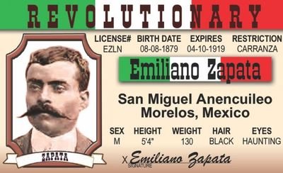 Emiliano Zapata Morelos Mexico Mexican Revolutionary ID card Drivers ...
