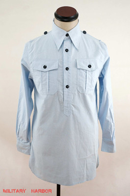 WWII German Luftwaffe Light Blue Long Sleeve Service Shirt S ONLY | eBay