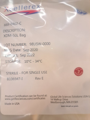 Xcellerex 888-0462-C XDM 50L Single-Use Bag | eBay