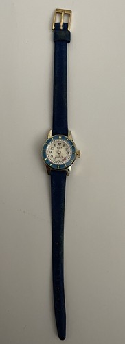 VTG Gisa Swiss Watch 17 Jewels Blue Band Gold Tone Anti Magnetic Needs ...