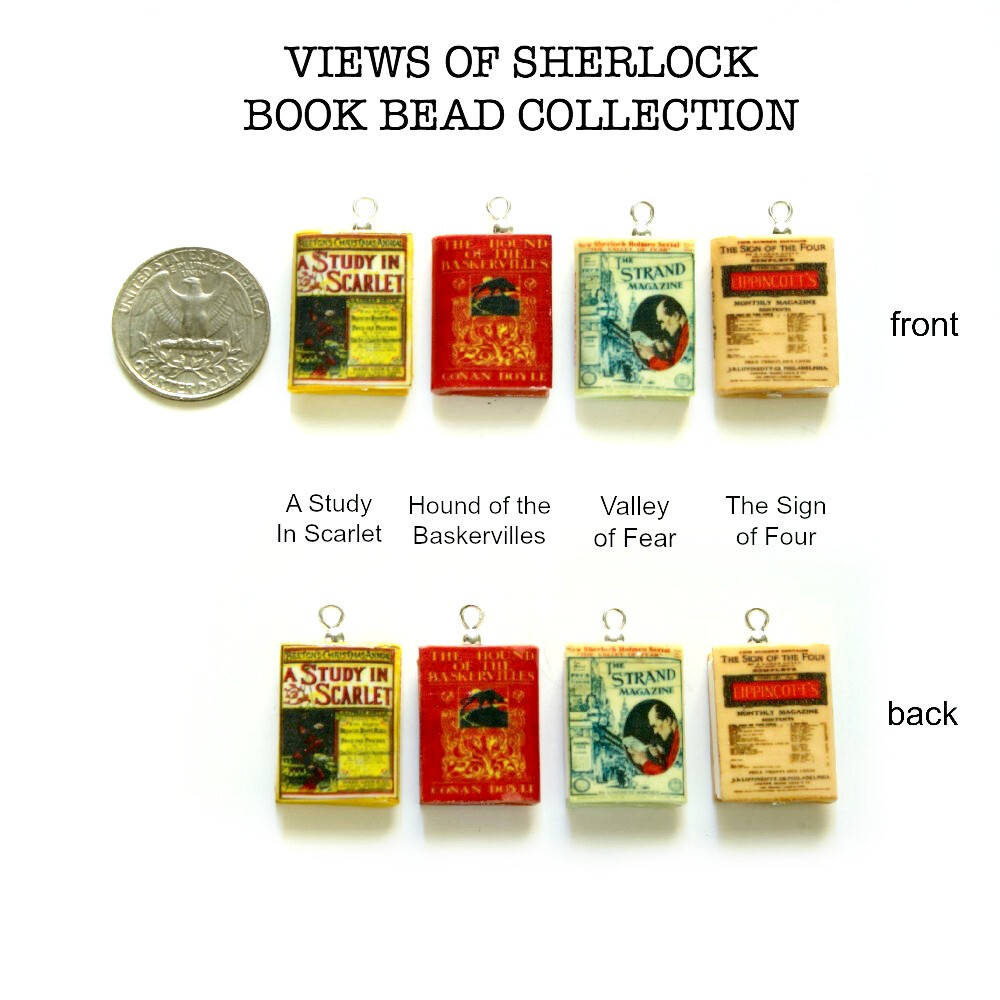 A STUDY IN SCARLET Sherlock Holmes Clay Mini Book Earrings Choose ...