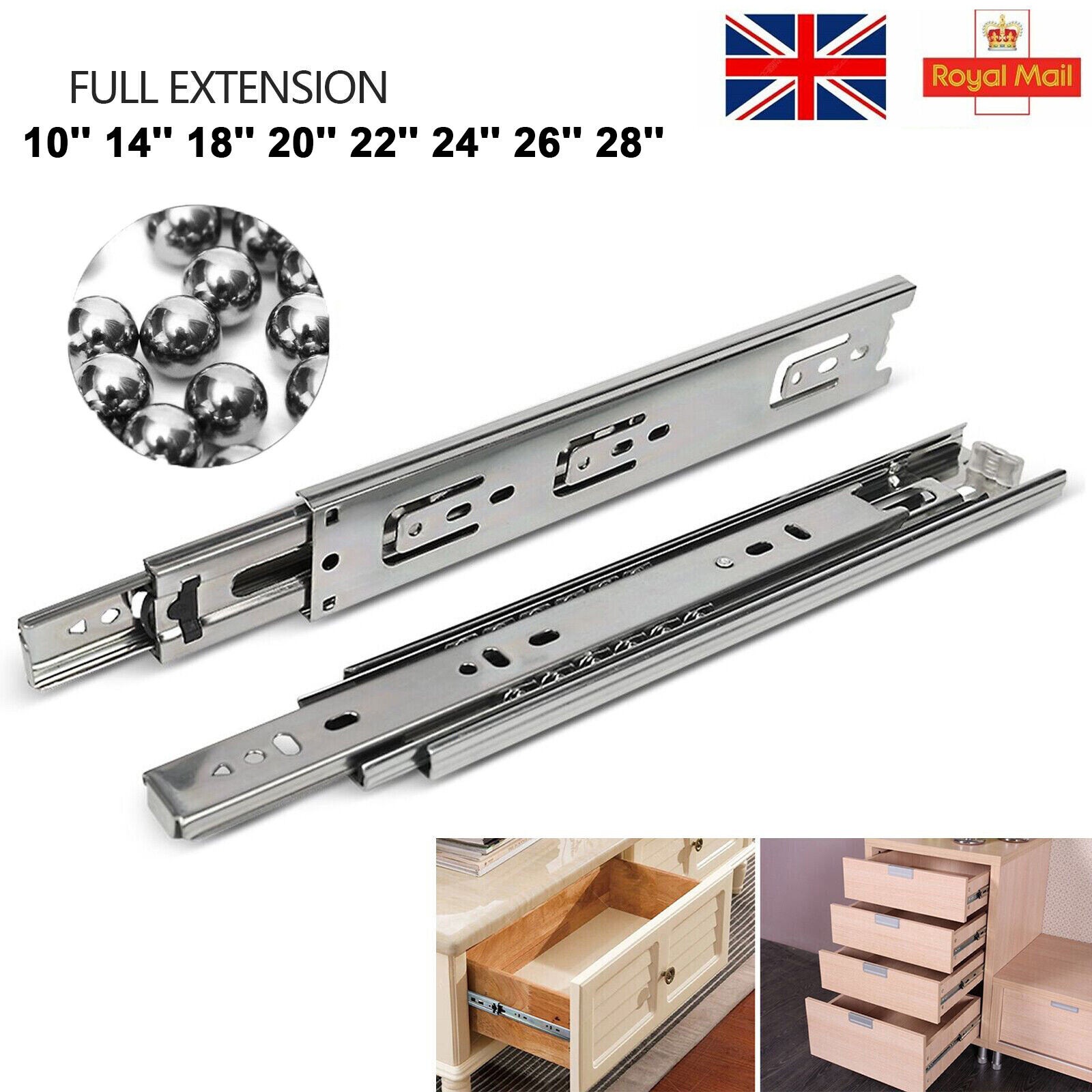 Heavy Duty Drawer Runners Ball Bearing Full Extension Draw Slides Rail ...