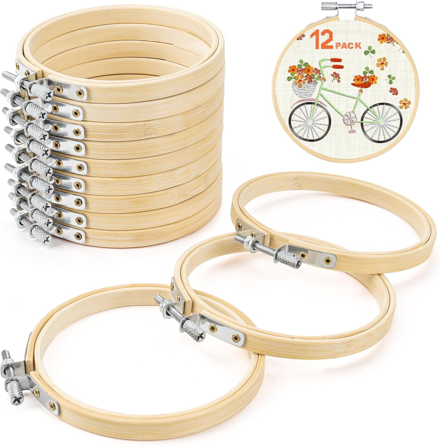 Embroidery Hoop 4 Inch 12 Pieces Small Embroidery Hoops Bamboo Circle ...